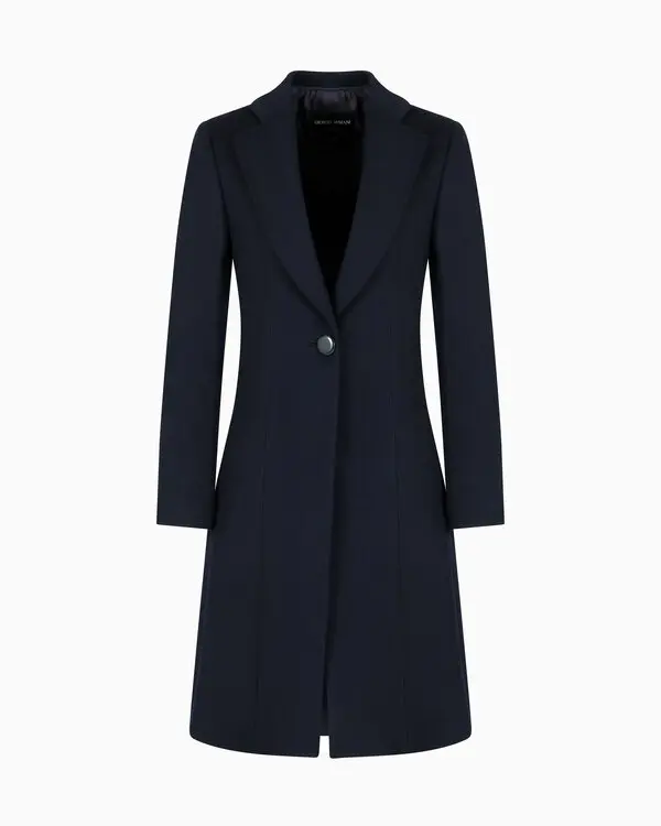 Giorgio Armani Pure Cashmere Single-breasted Coat - Navy_blue