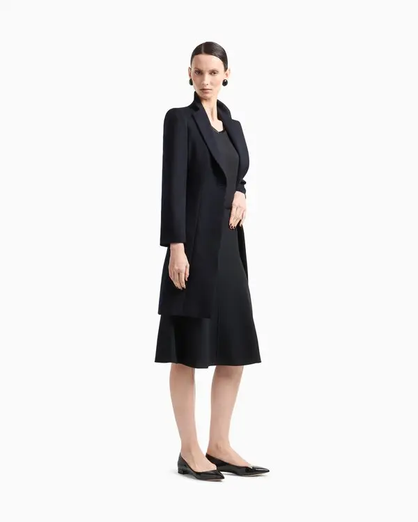 Giorgio Armani Pure Cashmere Single-breasted Coat - Navy_blue