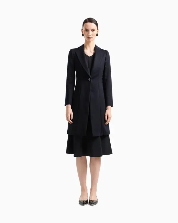 Giorgio Armani Pure Cashmere Single-breasted Coat - Navy_blue