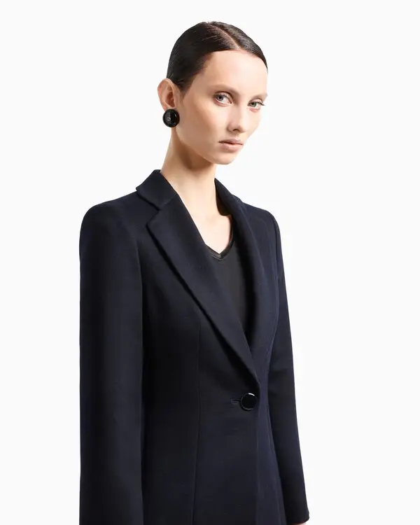 Giorgio Armani Pure Cashmere Single-breasted Coat - Navy_blue