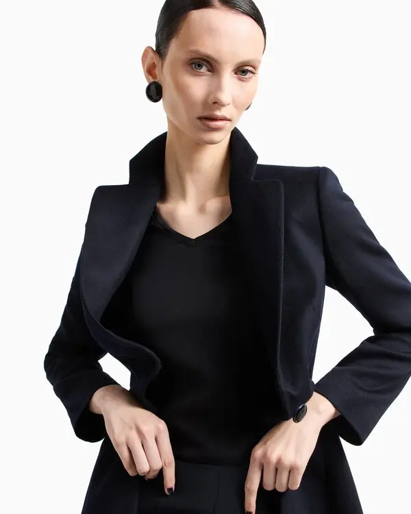 Giorgio Armani Pure Cashmere Single-breasted Coat - Navy_blue