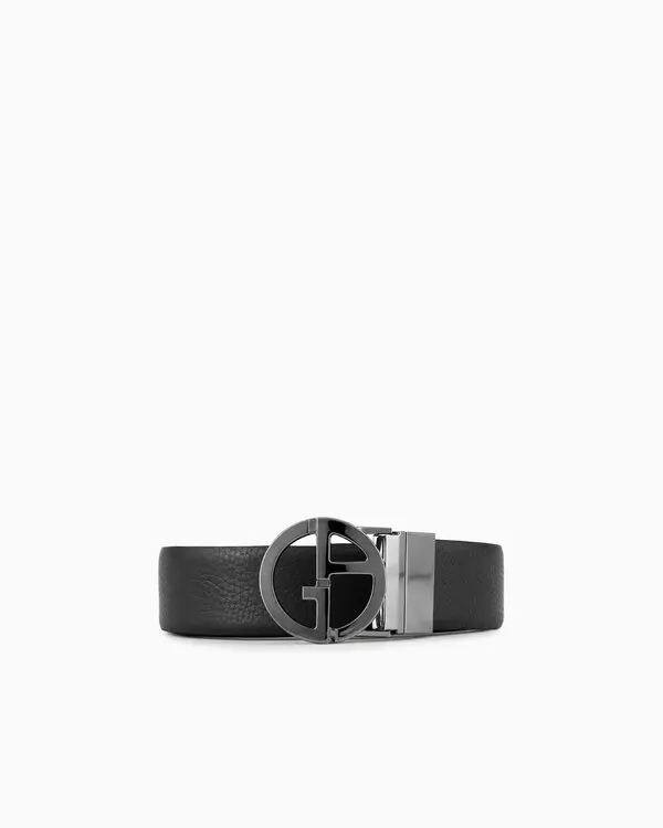 Giorgio Armani D Reversible Leather Belt - Black