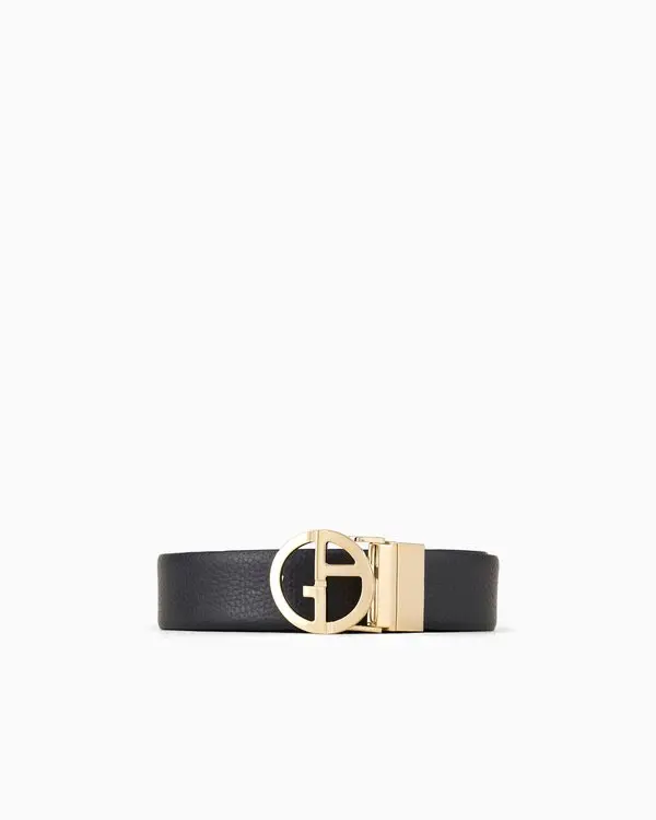 Giorgio Armani D Reversible Leather Belt - Navy_blue