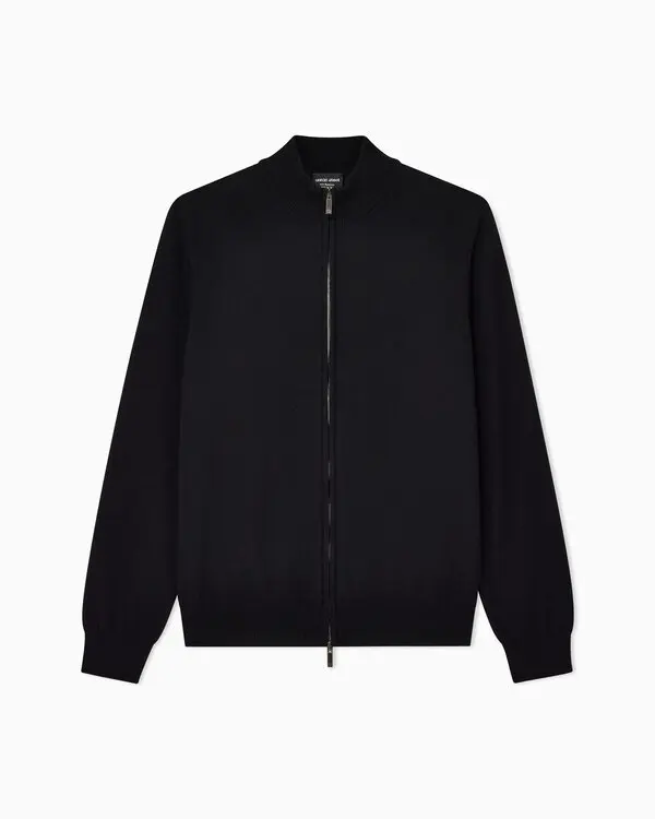 Giorgio Armani Zipped Cardigan In Cashmere - Black