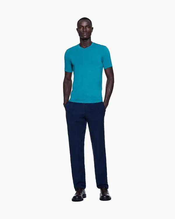Giorgio Armani Icon Cupro Trousers - Navy Blue