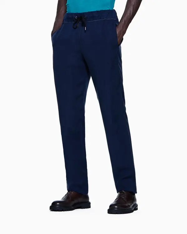 Giorgio Armani Icon Cupro Trousers - Navy Blue