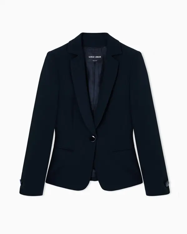 Giorgio Armani Single-breasted Silk-cady Jacket - Navy Blue