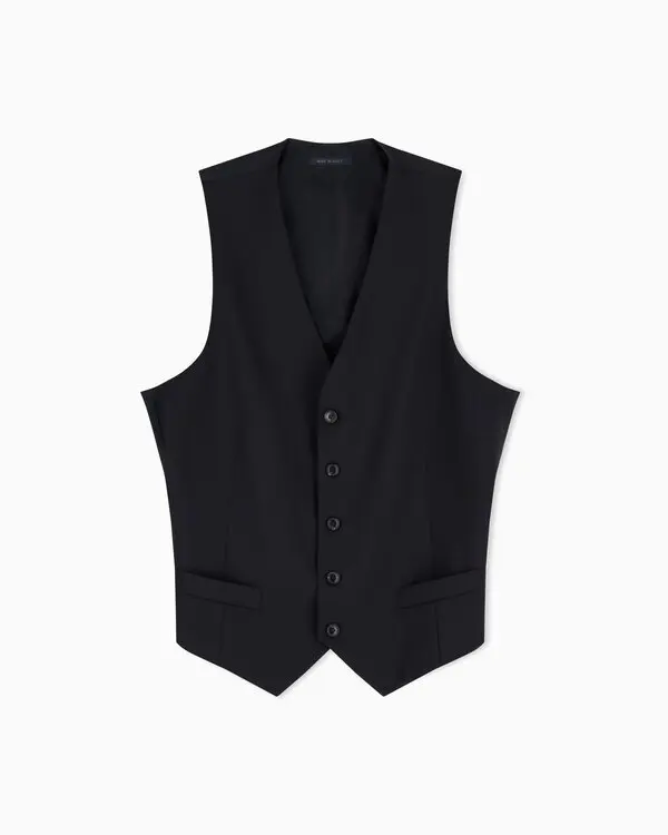 Giorgio Armani Single-breasted Virgin Wool Waistcoat - Black