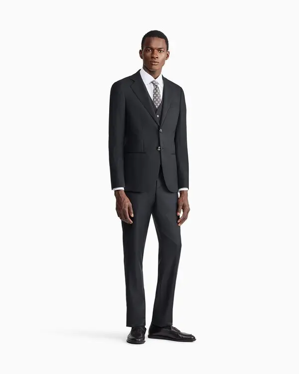Giorgio Armani Single-breasted Virgin Wool Waistcoat - Black