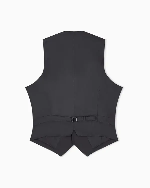 Giorgio Armani Single-breasted Virgin Wool Waistcoat - Black