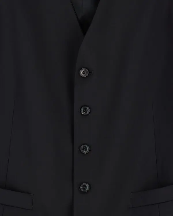 Giorgio Armani Single-breasted Virgin Wool Waistcoat - Black
