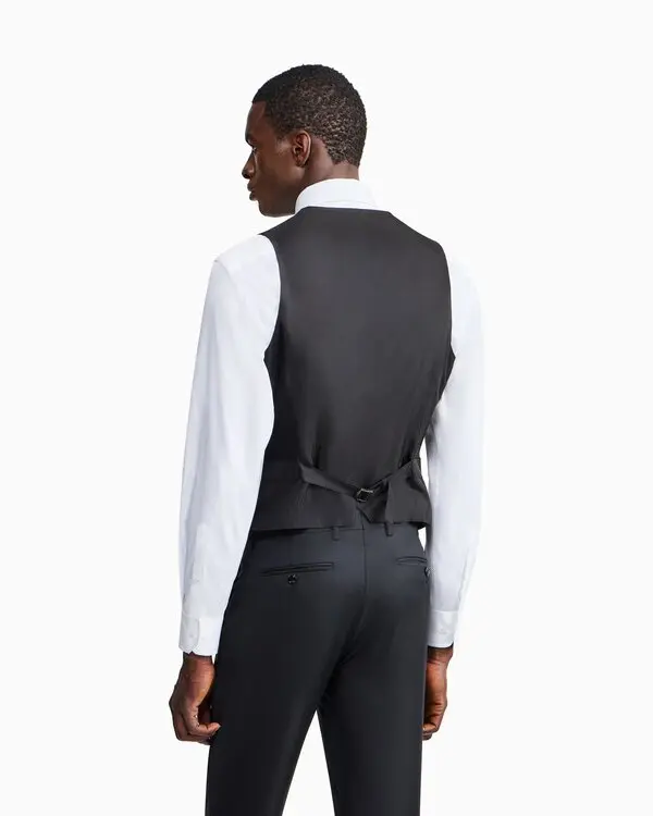 Giorgio Armani Single-breasted Virgin Wool Waistcoat - Black