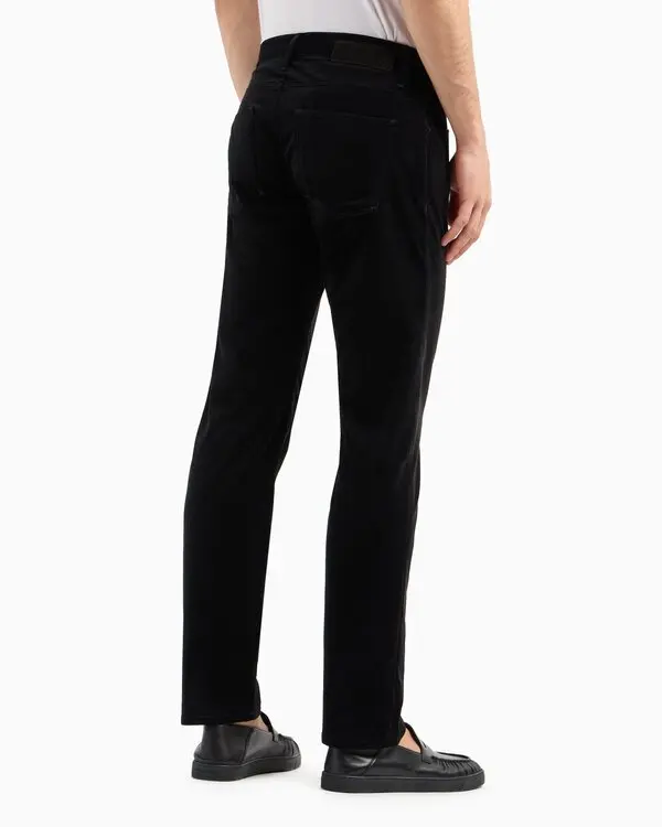 Giorgio Armani Regular-fit Trousers In Ribbed Cotton And Cashmere - Black
