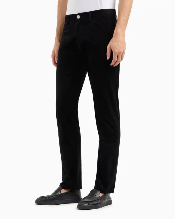 Giorgio Armani Regular-fit Trousers In Ribbed Cotton And Cashmere - Black