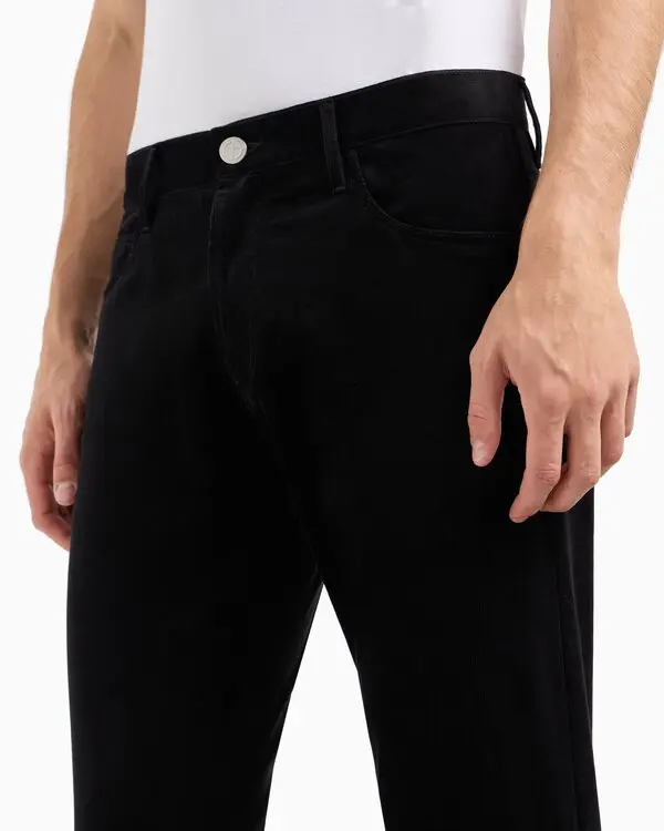 Giorgio Armani Regular-fit Trousers In Ribbed Cotton And Cashmere - Black