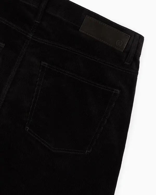 Giorgio Armani Regular-fit Trousers In Ribbed Cotton And Cashmere - Black