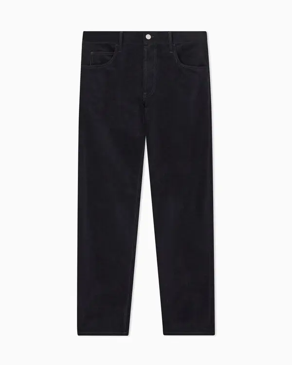 Giorgio Armani Regular-fit Trousers In Ribbed Cotton And Cashmere - Black