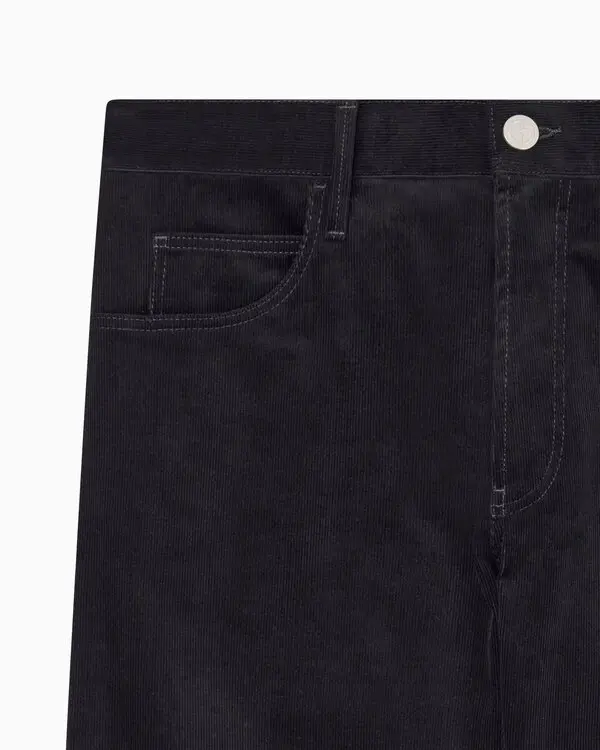 Giorgio Armani Regular-fit Trousers In Ribbed Cotton And Cashmere - Black