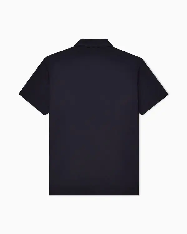 Giorgio Armani Silk And Cotton-mélange Jersey Polo Shirt - Blue