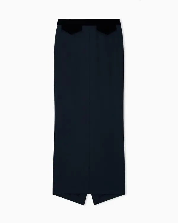 Giorgio Armani Barathea Wool And Velvet Midi Skirt