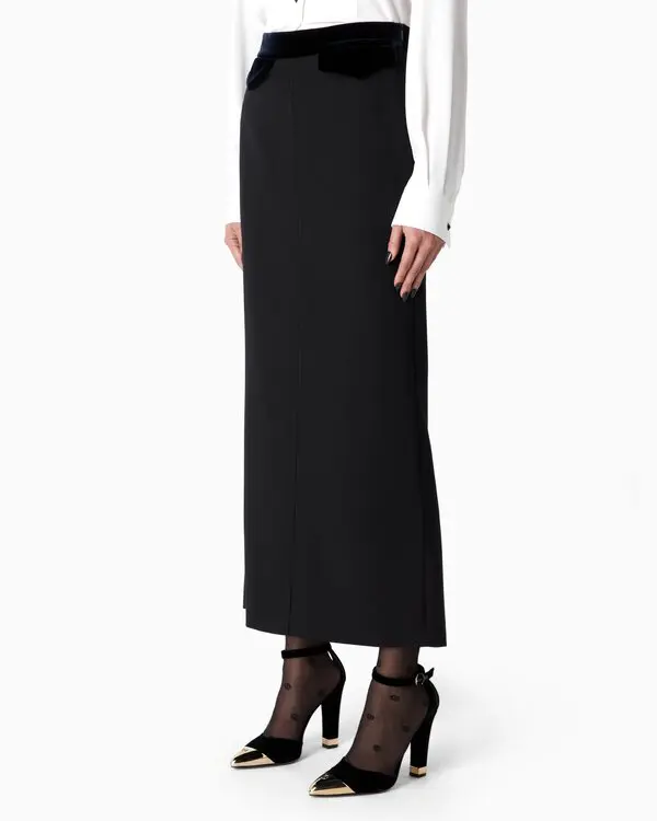 Giorgio Armani Barathea Wool And Velvet Midi Skirt