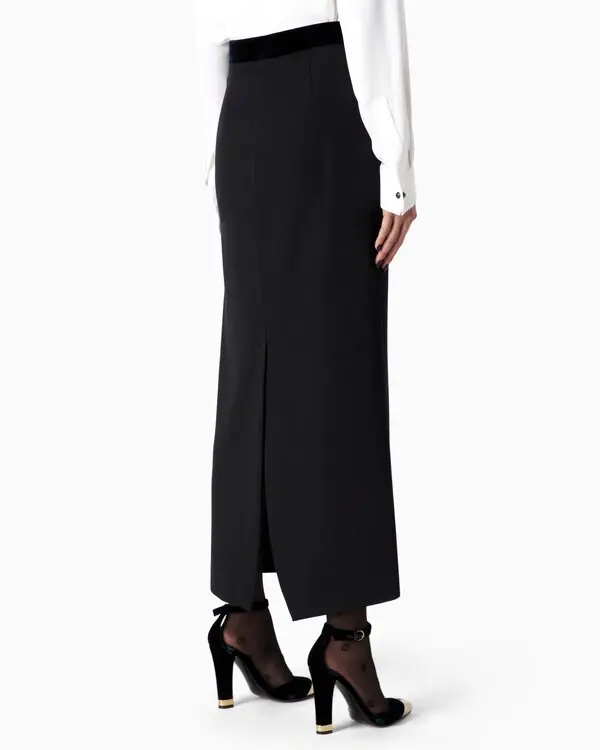 Giorgio Armani Barathea Wool And Velvet Midi Skirt