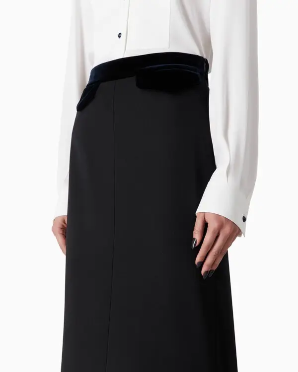 Giorgio Armani Barathea Wool And Velvet Midi Skirt