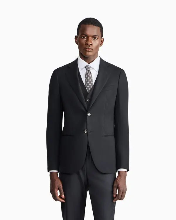 Giorgio Armani George Line Single-breasted Jacket In Cashmere - Black