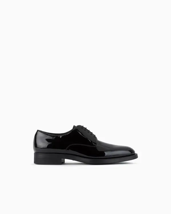 Giorgio Armani Patent Leather Derby Shoes - Black | Editorialist display picture 1