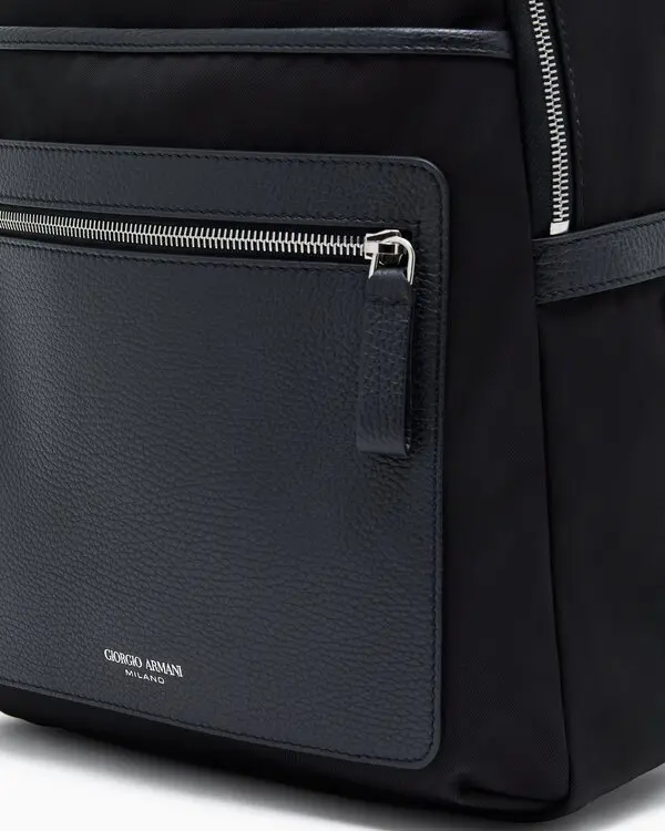 Giorgio Armani Recycled-nylon And Pebbled-leather Backpack
