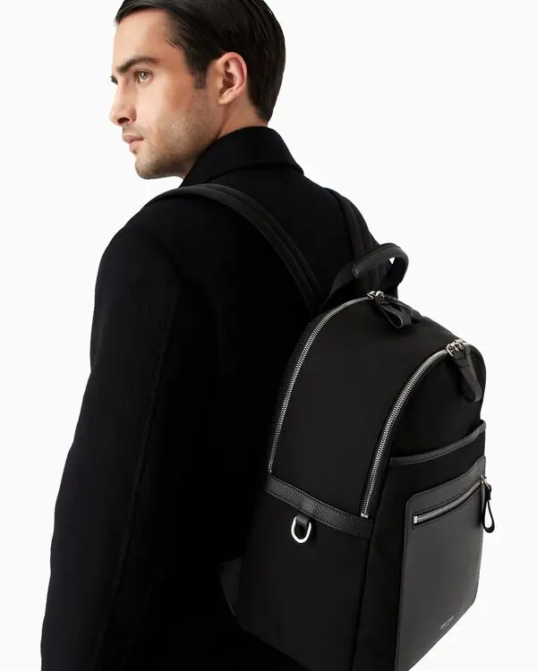 Giorgio Armani Recycled-nylon And Pebbled-leather Backpack