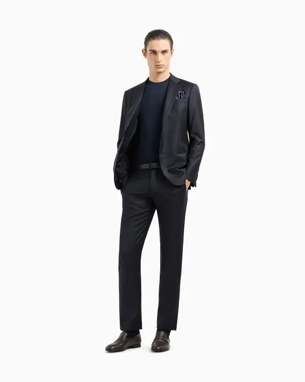 Giorgio Armani Soho Line Single-breasted Suit In Wool And Cashmere - Navy_blue