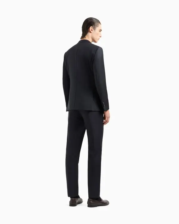 Giorgio Armani Soho Line Single-breasted Suit In Wool And Cashmere - Navy_blue