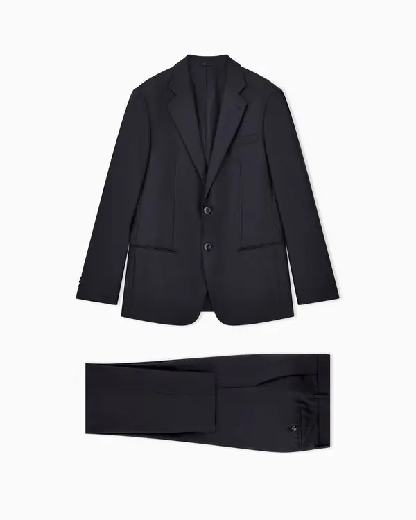 Giorgio Armani Soho Line Single-breasted Suit In Wool And Cashmere - Navy_blue