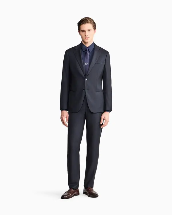 Giorgio Armani Soho Line Single-breasted Suit In Wool And Cashmere - Navy_blue