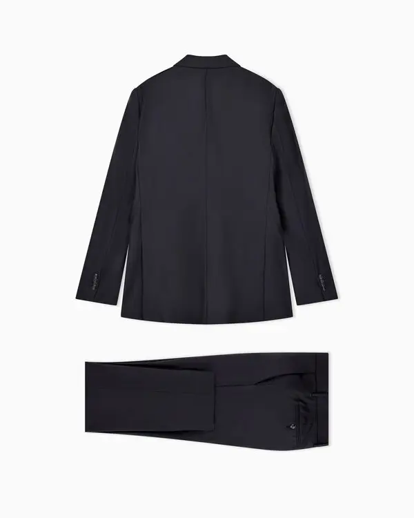 Giorgio Armani Soho Line Single-breasted Suit In Wool And Cashmere - Navy_blue