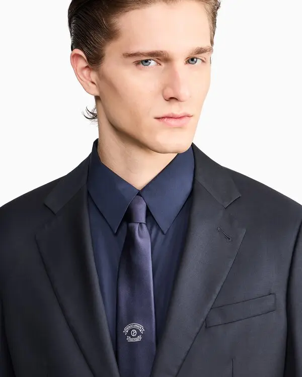 Giorgio Armani Soho Line Single-breasted Suit In Wool And Cashmere - Navy_blue