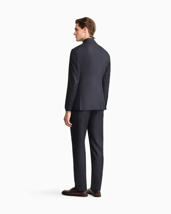 Giorgio Armani Soho Line Single-breasted Suit In Wool And Cashmere - Navy_blue