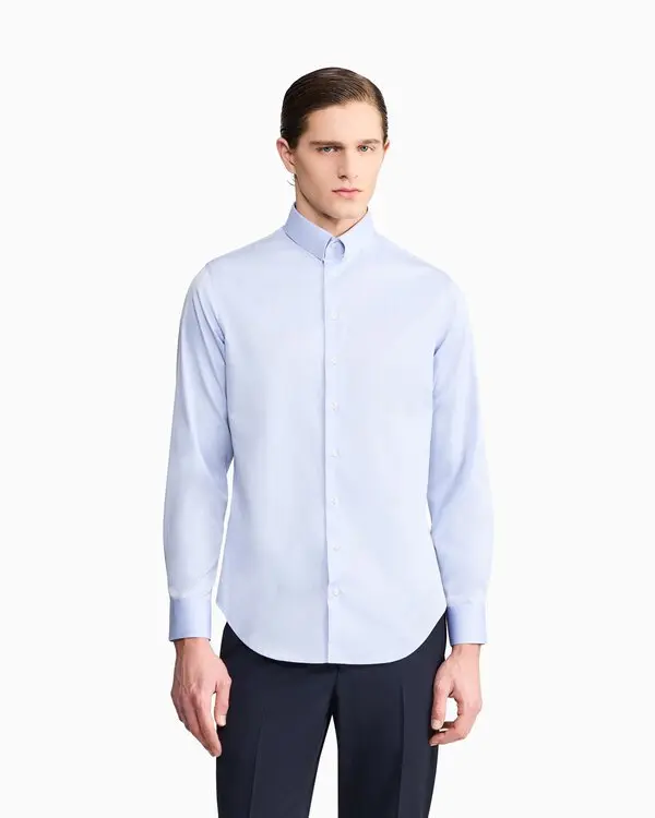 Giorgio Armani Cotton Twill Shirt - Light Blue