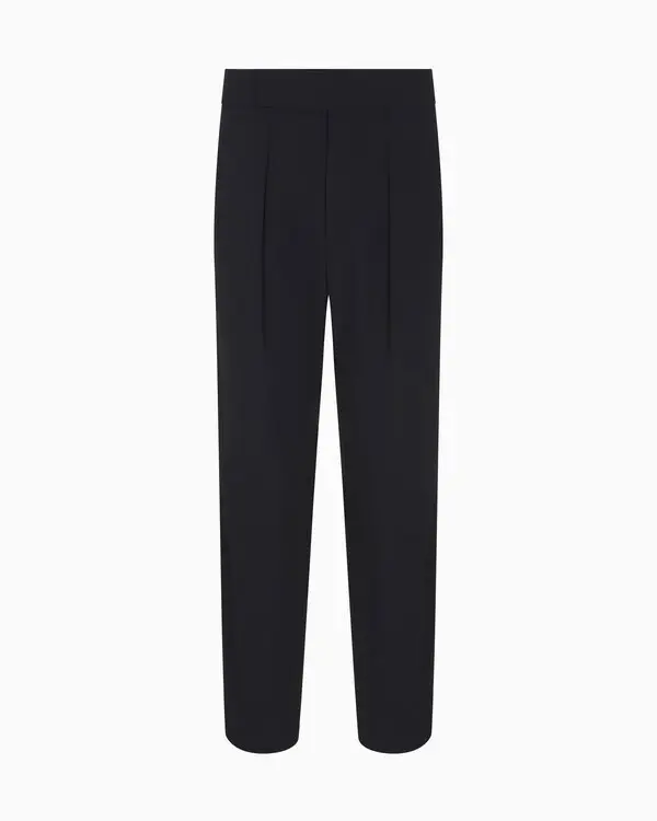 Giorgio Armani Pleated Wool Crêpe Trousers - Navy Blue