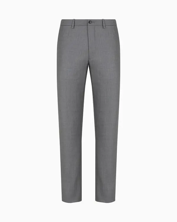 Giorgio Armani Flat-front Wool And Cashmere Gabardine Trousers - Grey