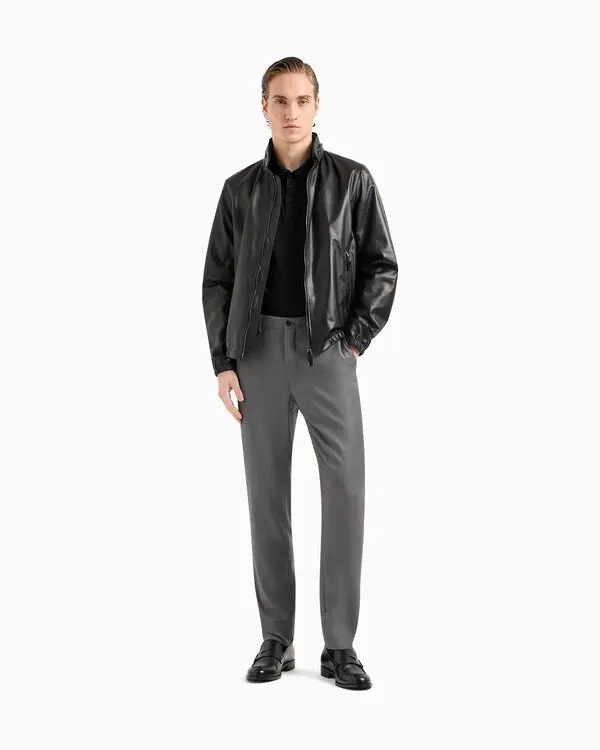 Giorgio Armani Flat-front Wool And Cashmere Gabardine Trousers - Grey
