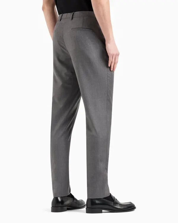 Giorgio Armani Flat-front Wool And Cashmere Gabardine Trousers - Grey