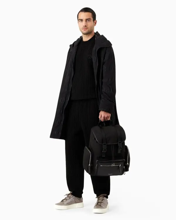 Giorgio Armani Recycled Nylon And Pebbled-leather Backpack