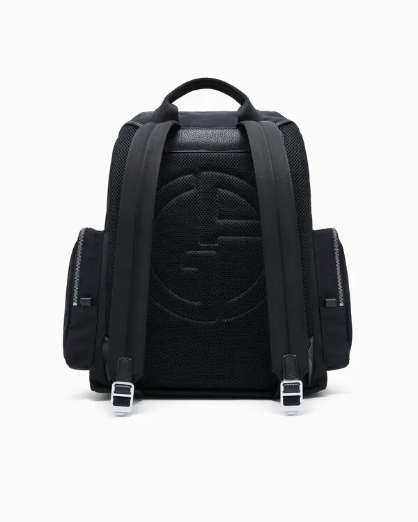 Giorgio Armani Recycled Nylon And Pebbled-leather Backpack