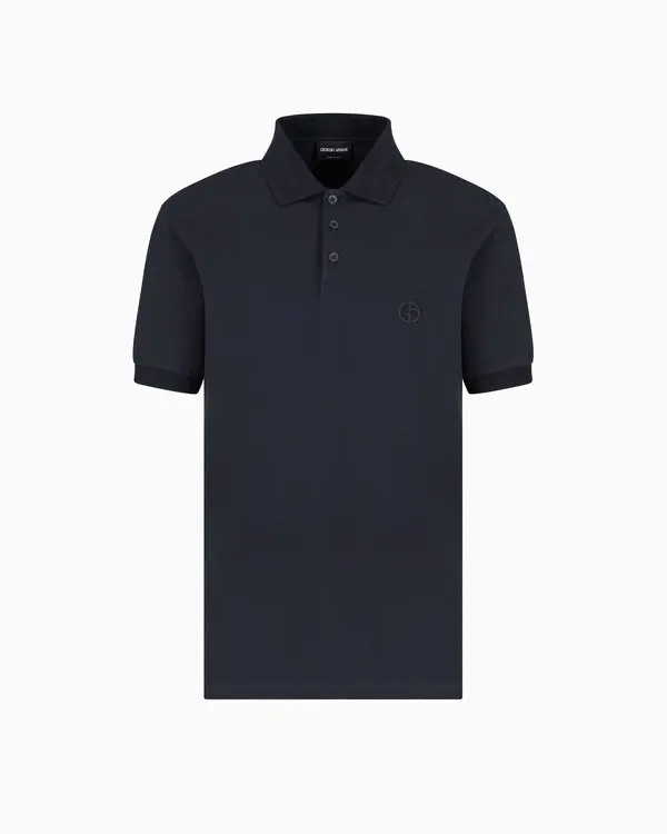 Giorgio Armani Stretch Cotton Piqué Polo Shirt - Blue