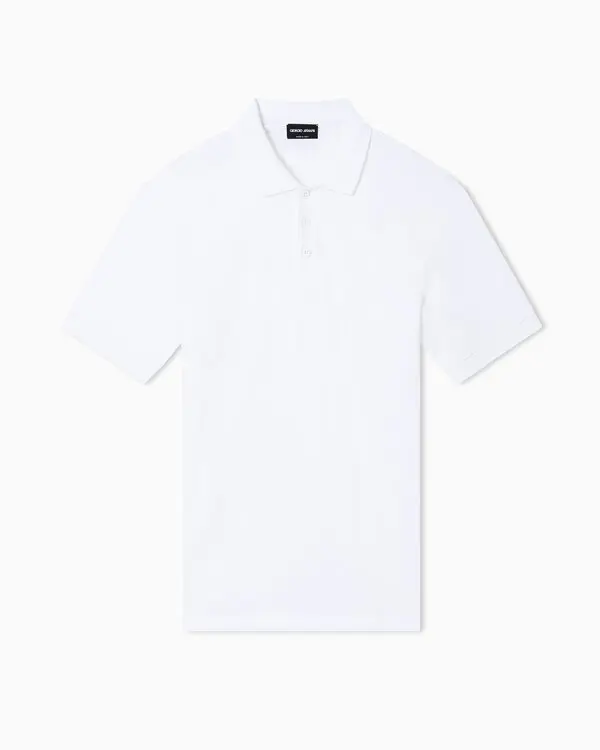 Giorgio Armani Stretch Cotton Piqué Polo Shirt - White