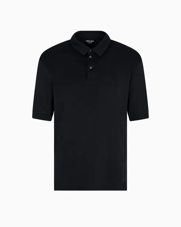 Giorgio Armani Pure Cashmere Interlock Polo Shirt - Black