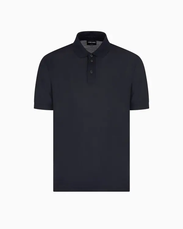 Giorgio Armani Pure Virgin-wool Piqué Polo Shirt - Blue