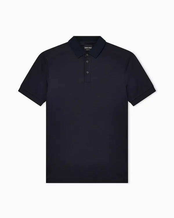 Giorgio Armani Pure Virgin-wool Piqué Polo Shirt - Blue